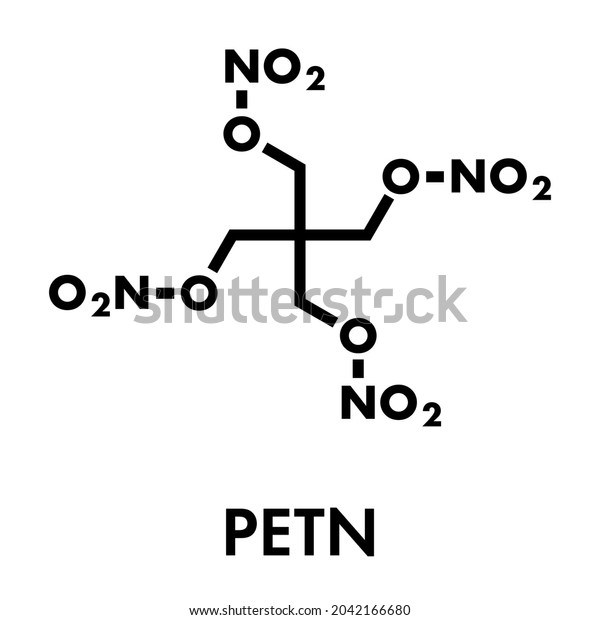 Pentaerythritol Tetranitrate Petn Explosive Molecule Used Stock Vector ...