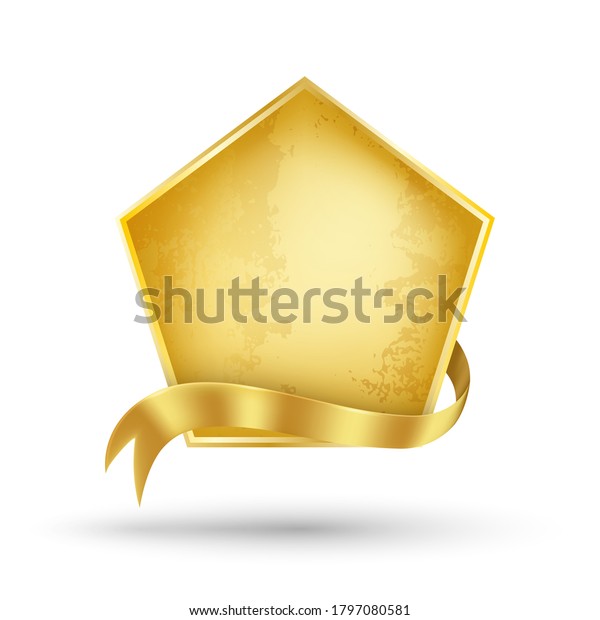 Pentagon Gold Banner Gold Ribbon Vector Stock Vector (Royalty Free ...