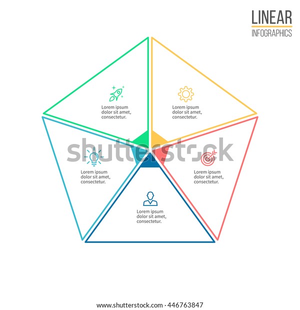 Pentagon Infographics Linear Diagram Chart 5: vetor stock (livre de ...