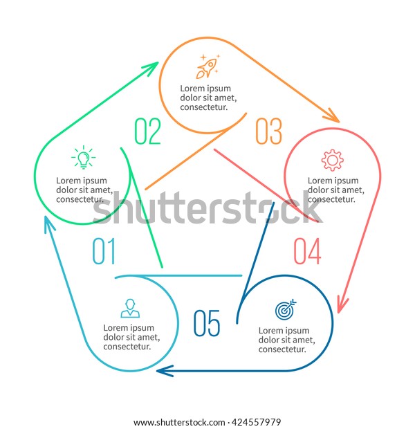 Pentagon Infographics Minimalistic Chart Diagram 5 库存矢量图（免版税）424557979 ...