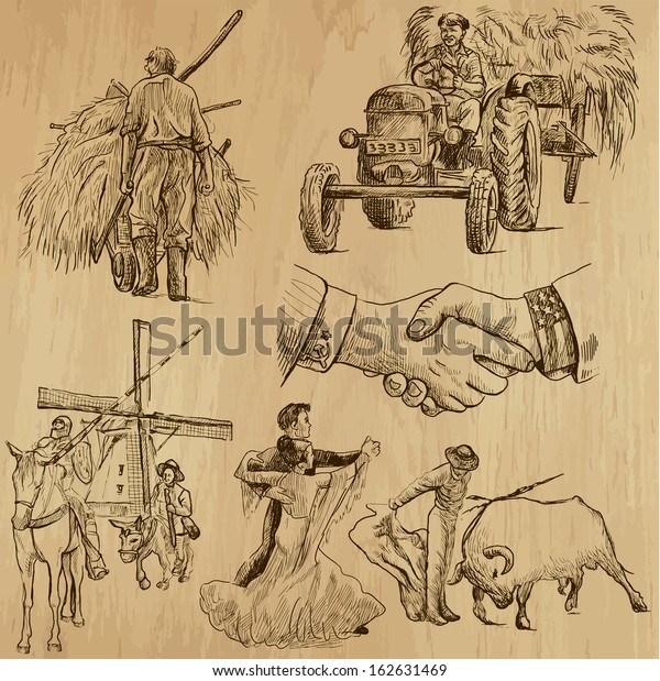 People all over the world (set no.13) - Collection of hand drawn ...