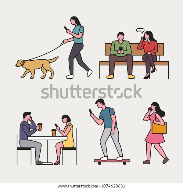 People Always Using Cell Phones Vector Stock Vector (Royalty Free ...