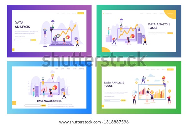 People Analysing Statistic Graphic Landing Page Stock Vector (Royalty ...