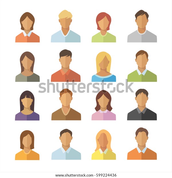 People Anonymous User Icon Set Flat Stock Vector (Royalty Free ...