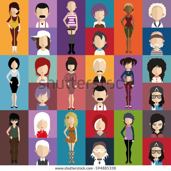 People Avatar Full Body Torso Variations Stock Vector (Royalty Free ...