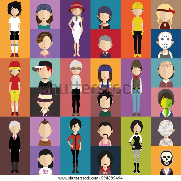 People Avatar Full Body Torso Variations Stock Vector (Royalty Free ...