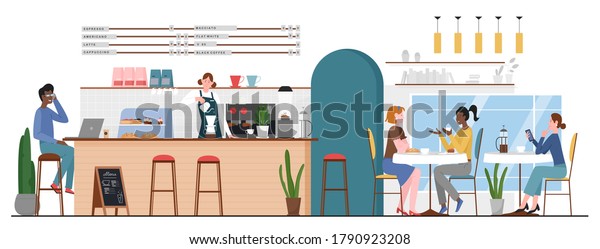 People Bar Cafe Vector Illustration Cartoon 库存矢量图（免版税）1790923208 ...