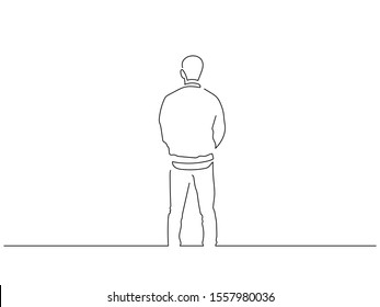 People Behind Isolated Line Drawing Vector 스톡 벡터(로열티 프리) 1557980036 ...