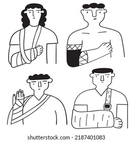 People Broken Arms Outline Vector Icons Stock Vector (Royalty Free ...