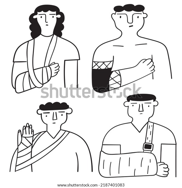People Broken Arms Outline Vector Icons Stock Vector (Royalty Free ...