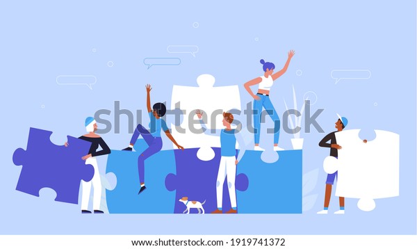People Building Creative Puzzle Concept Vector: เวกเตอร์สต็อก (ปลอดค่า ...