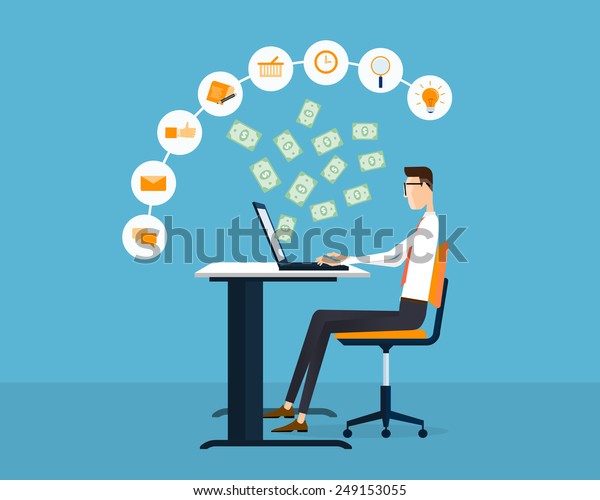 People Business Making Earning On Line Stock Vector (Royalty Free ...