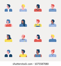 People Bust Icons Side Face Vector Stock Vector (Royalty Free ...