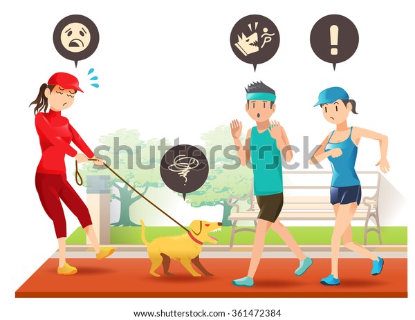 People Cant Control Her Dog Obstacle Stock Vector (Royalty Free ...