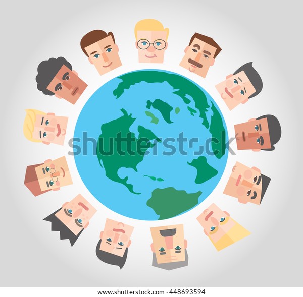 People Cartoon Around World Background Vector Stock Vector (Royalty ...