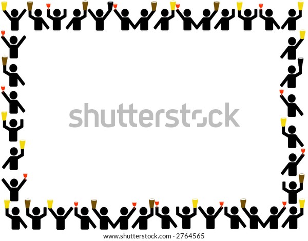 People Celebrating Holding Drinks Border 库存矢量图（免版税）2764565
