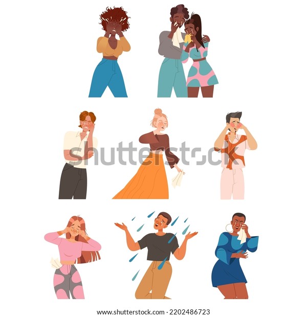 People Character Crying Weeping Sobbing Sorrow Stock Vector (Royalty ...