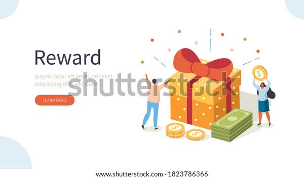 People Characters Receiving Online Reward Woman Stock Vector (Royalty ...