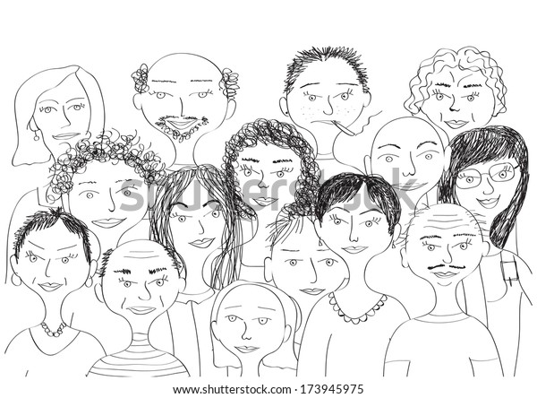 People Characters Sketch Stock Vector (Royalty Free) 173945975 ...