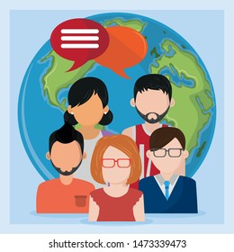 People Characters Talking Around World By Stock Vector (Royalty Free ...