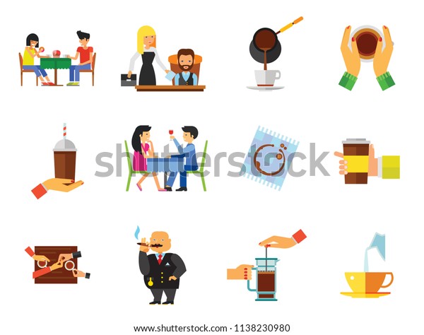People Coffee Icon Set Hand Coffee Stock Vector (Royalty Free ...