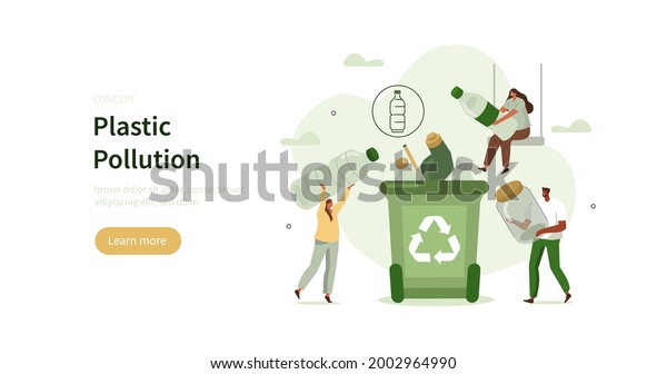People Collecting Plastic Trash Into Recycling Stock Vector (Royalty ...
