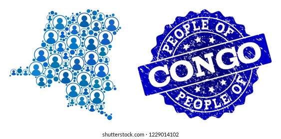 People Composition Blue Population Map Angola Stock Vector (Royalty ...