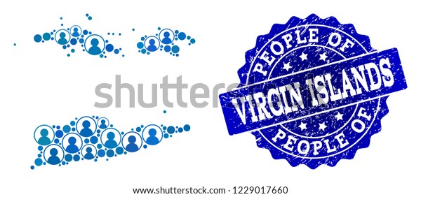 People Combination Blue Population Map American Stock Vector (Royalty ...