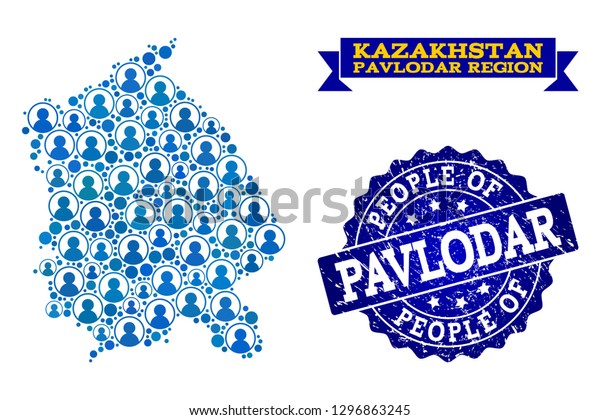 People Combination Blue Population Map Pavlodar Stock Vector (Royalty ...