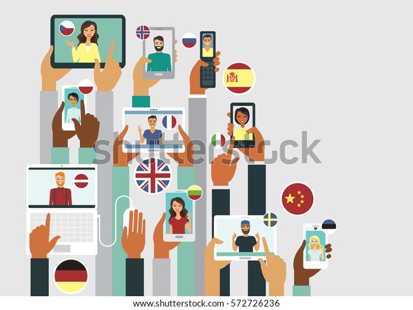People Communicate Online Different Languages Communication Stock ...