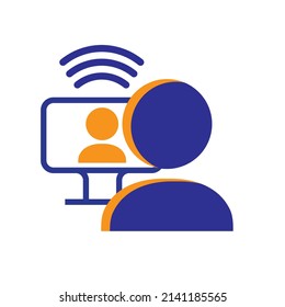 People Communicating Through Internet On Computer Stock Vector (Royalty ...