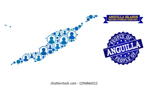 People Composition Blue Population Map Anguilla Stock Vector (Royalty ...