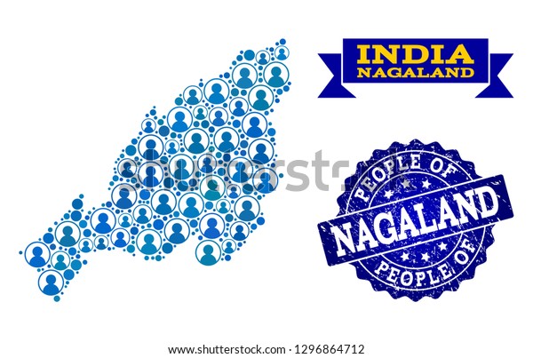 People Composition Blue Population Map Nagaland: เวกเตอร์สต็อก (ปลอดค่า ...