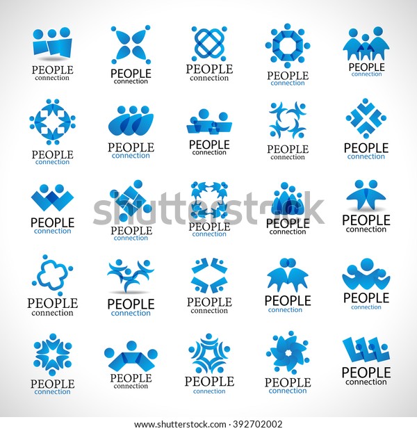 People Connection Icons Setisolated On Gray Stock Vector (Royalty Free ...