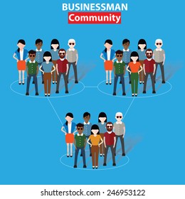 People Connection On Blue Background Clean Stock Vector (Royalty Free ...