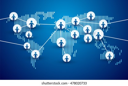 People Connection On World Map: vector de stock (libre de regalías ...