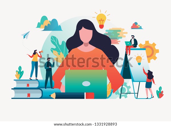 People Create Idea Successflat Cartoon Character Stock Vector (Royalty ...