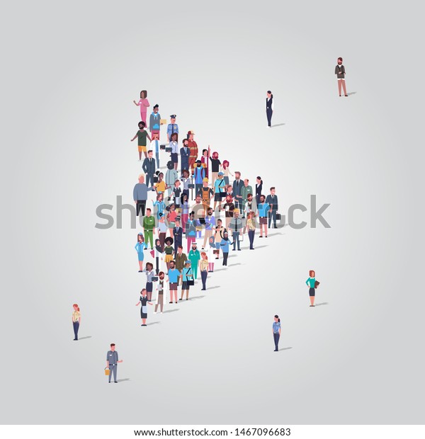 People Crowd Gathering Play Button Shape: vector de stock (libre de ...