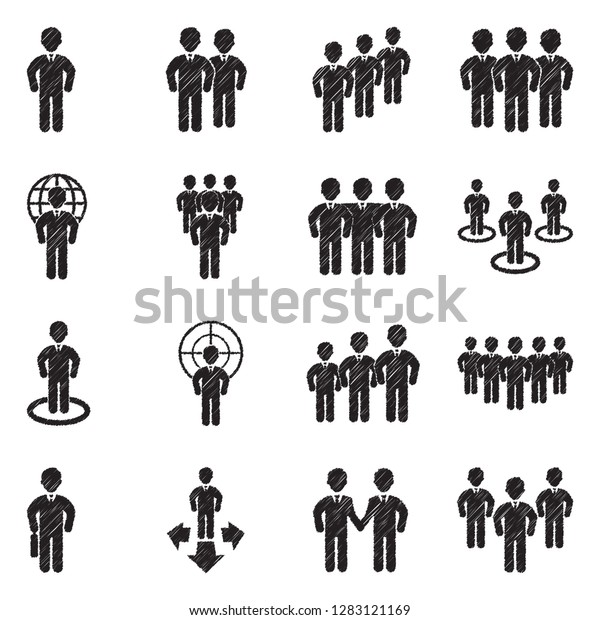 People Crowd Icons Black Scribble Design Stock Vector (Royalty Free ...