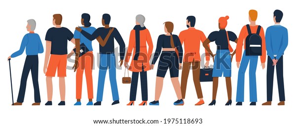 People Crowd Stand Back Together Vector Stock Vector (Royalty Free ...