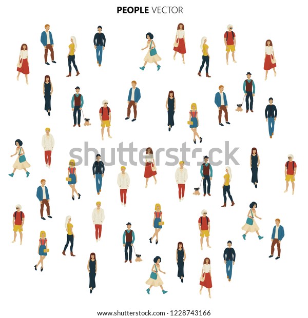People Crowd Vector Cartoon Style Illustration Stock Vector (Royalty ...