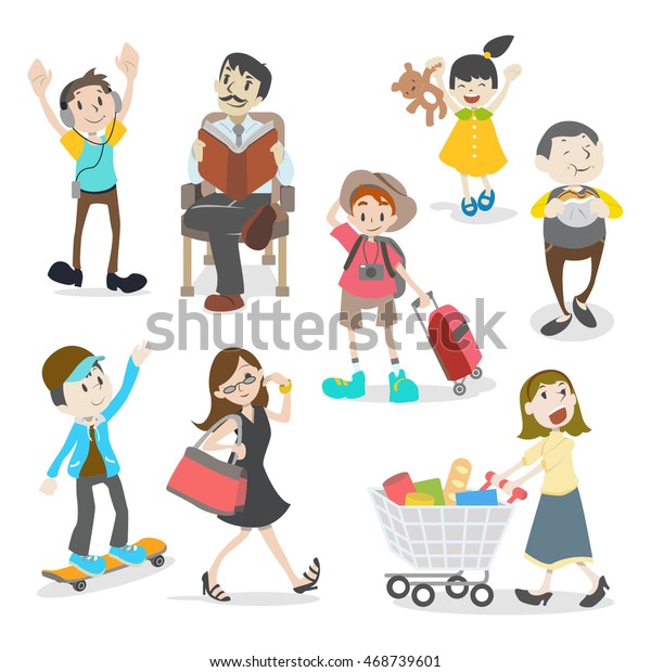 People Daily Activities Stock Vector (Royalty Free) 468739601