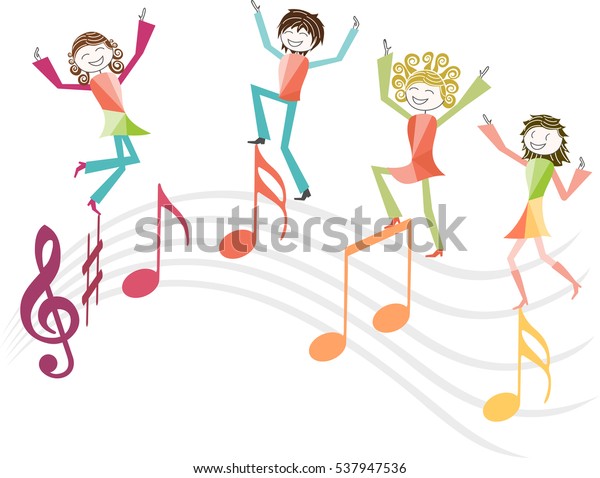 People Dance Jump Joy On Music Stock Vector (Royalty Free) 537947536 ...