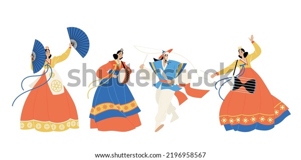 People Dance Play Musical Instruments Traditional Stock Vector (Royalty ...