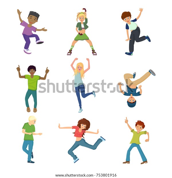 People Dancing Character Different Poses Concept Stock Vector (Royalty ...