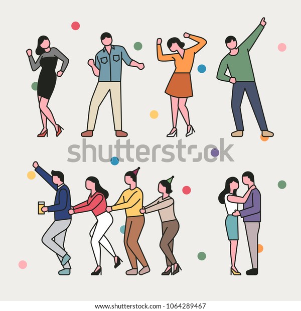 People Dancing Happily Vector Illustration Flat Stock Vector (Royalty ...