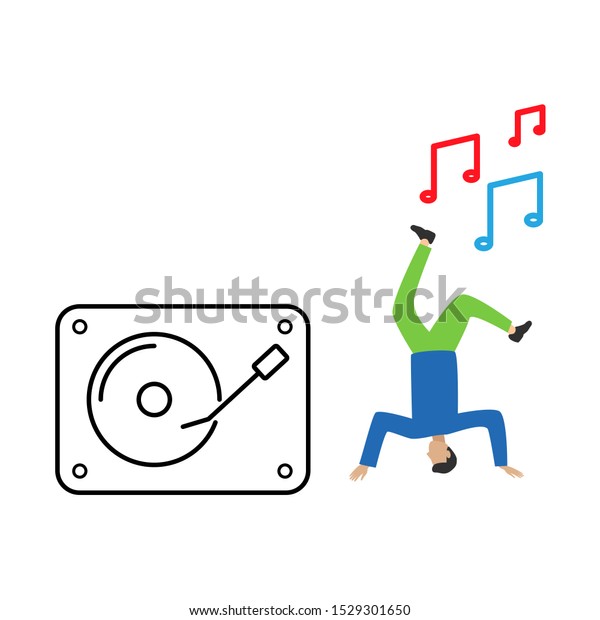 People Dancing Music Note Sign Dj: vector de stock (libre de regalías ...