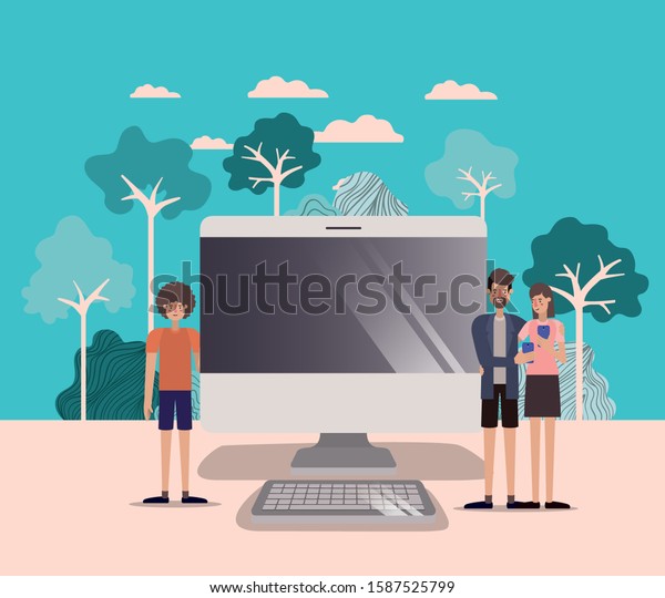 People Design Digital Technology Communication Social Stock Vector ...