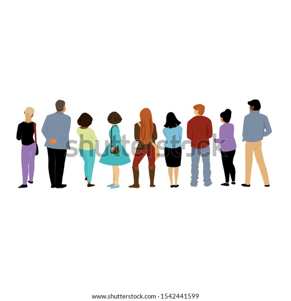 People Different Nationalities Stand Back View Stock Vector (Royalty ...