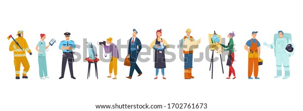 People Different Occupations Cartoon Characters Set Stock Vector ...